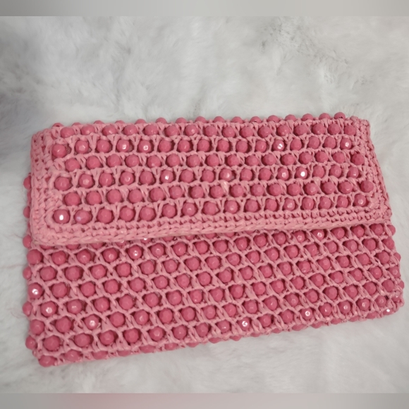 Vintage | Bags | Vintage Homemade Pink Beaded Envelope Style Clutch ...